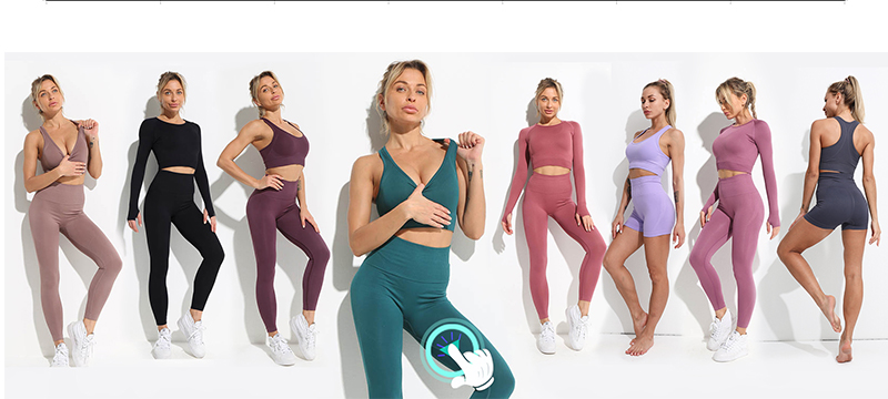 Wholesale seamless yoga clothing set sports suit women sportswear sports outfit fitness set ...