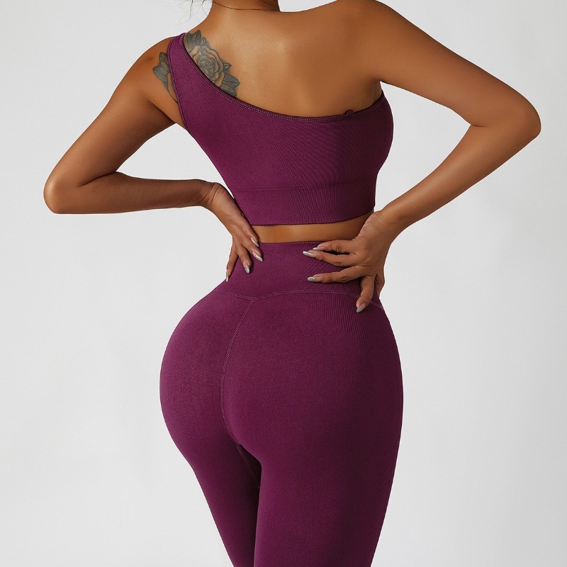 Wholesale summer sexy diagonal shoulder yoga top women's gym sports ...